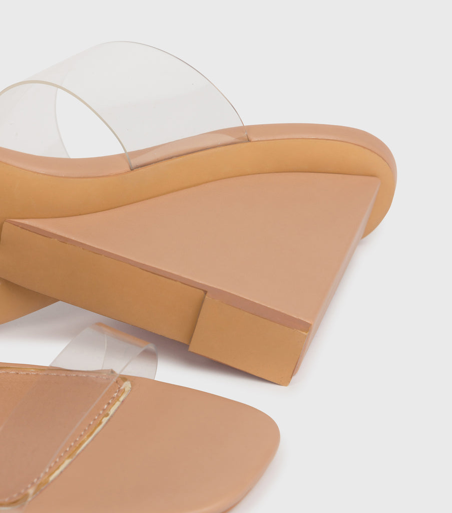 Hannah Nude Perspex Wedge Shoes – London Rebel