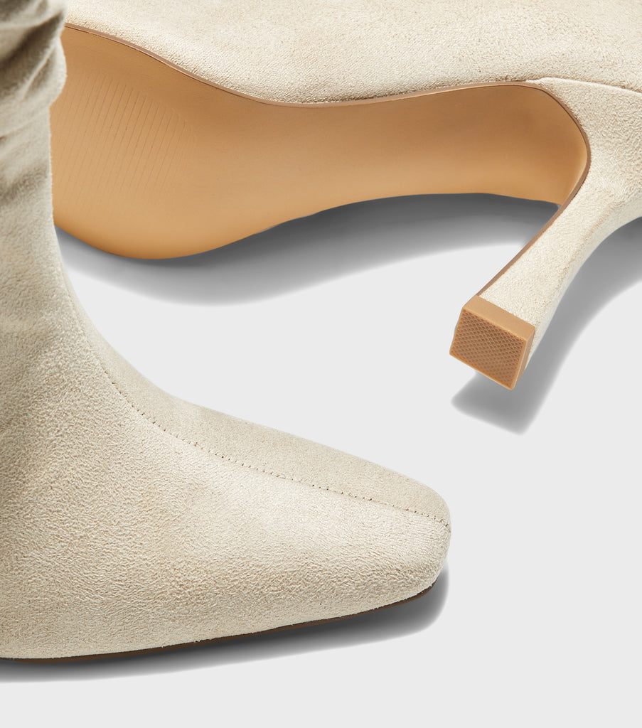 Nadia Cream Ruched Ankle Boots – London Rebel